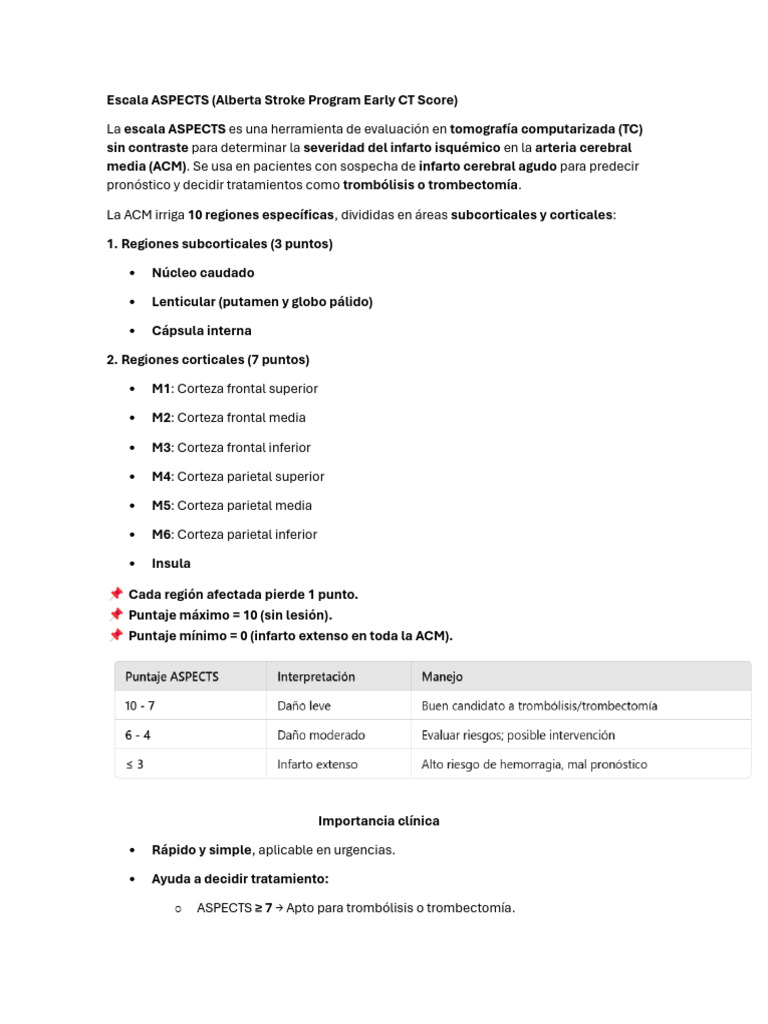 Escala ASPECTS | PDF