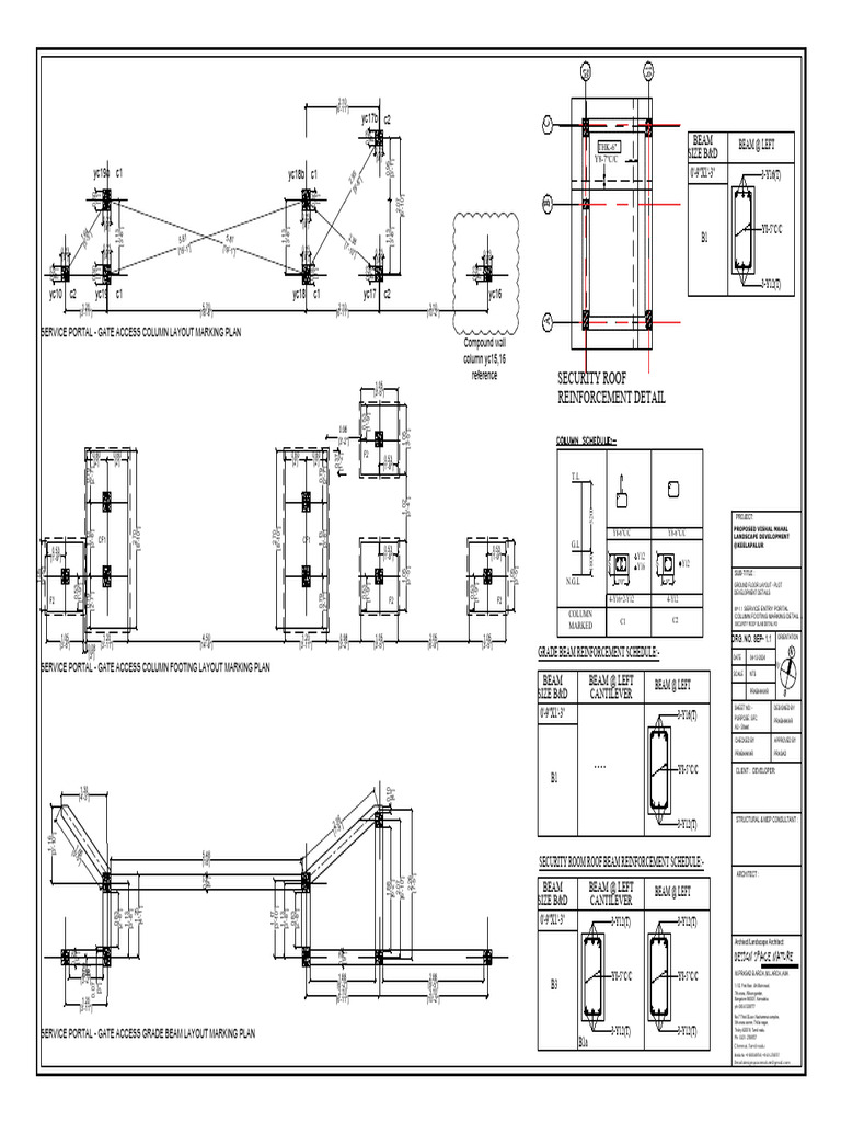 Villa Entrance Column Marking Layout | PDF | Structural Engineering