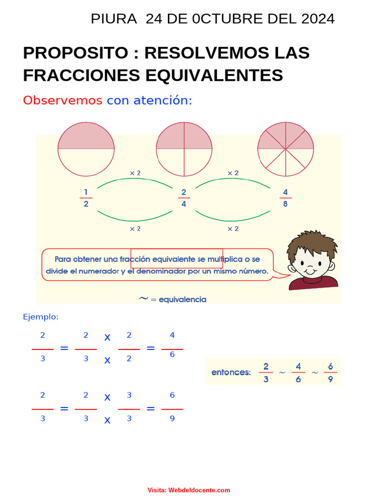 Las Fracciones Equivalentes para Tercer Grado de Primaria | PDF