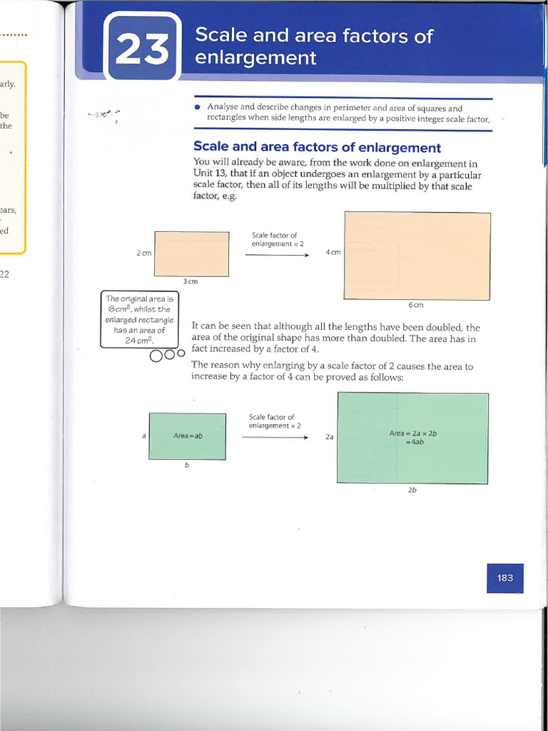 Y9 Maths - 23 Scale and Area Factors of Enlargement (PG 183-186) - Done ...