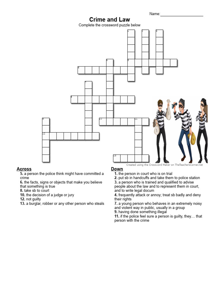 Crime and Law Crossword Puzzle | PDF