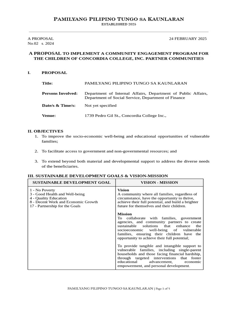 (Community Engagement - Project Proposal - Group 4 | PDF | Non ...