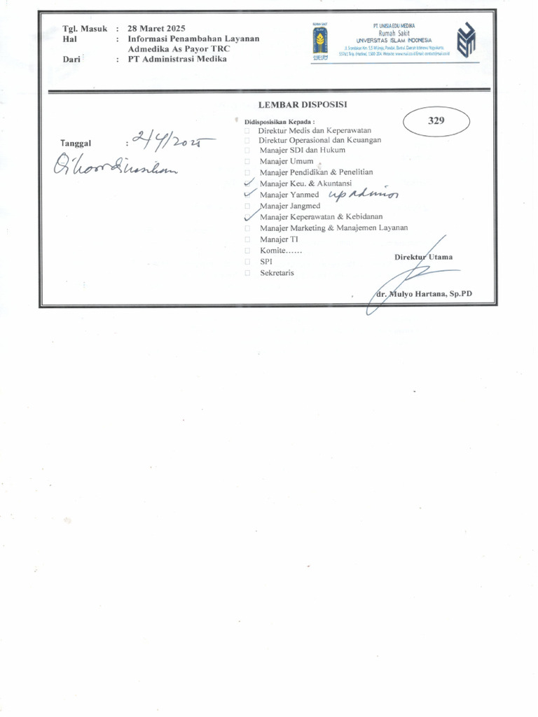 329 Informasi Penambahan Layanan Admedika as Payor TRC | PDF