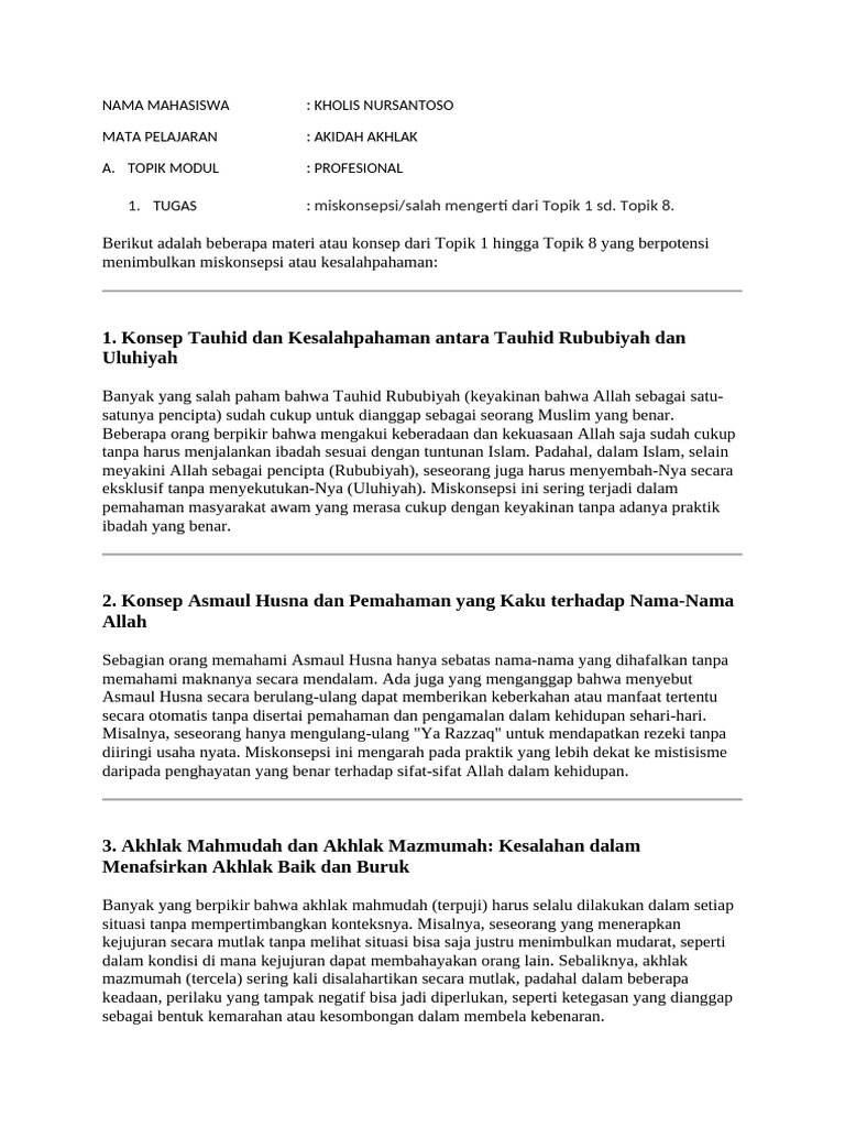 Tugas Mandiri Miskonsepsi Salah Mengerti Dari Topik 1 SD Topik 8 ...
