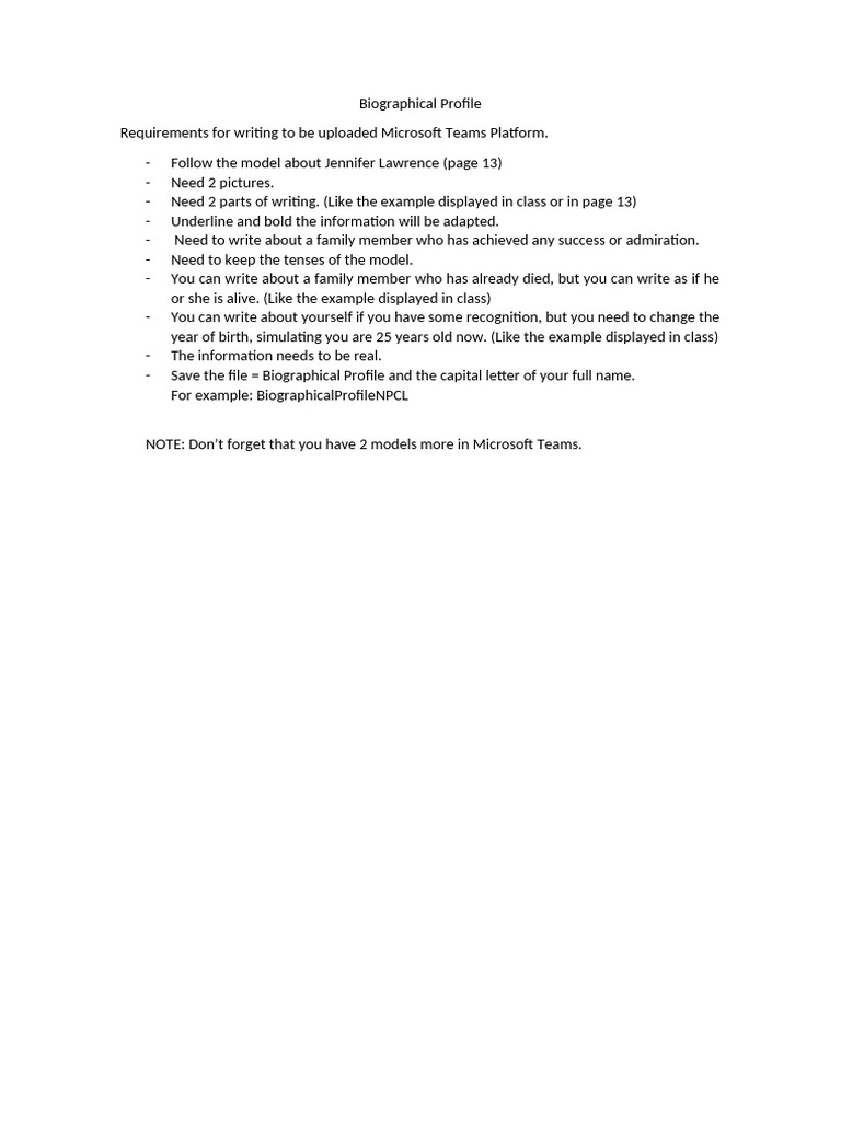 Biographical Profile Writing Guide | PDF