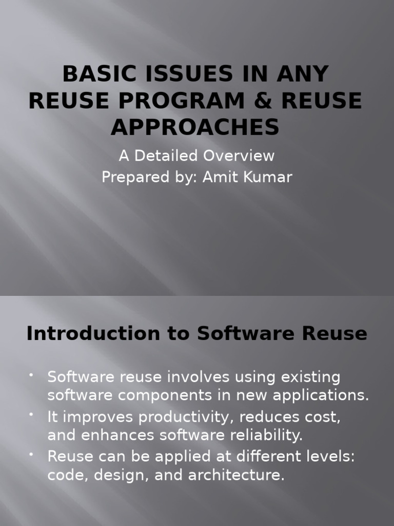 Key Issues in Software Reuse Programs | PDF | Software | Reliability ...