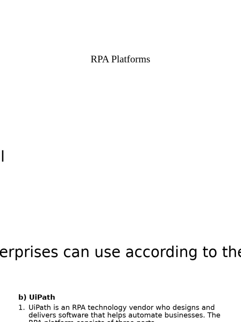 RPA Platforms Overview and Comparisons | PDF