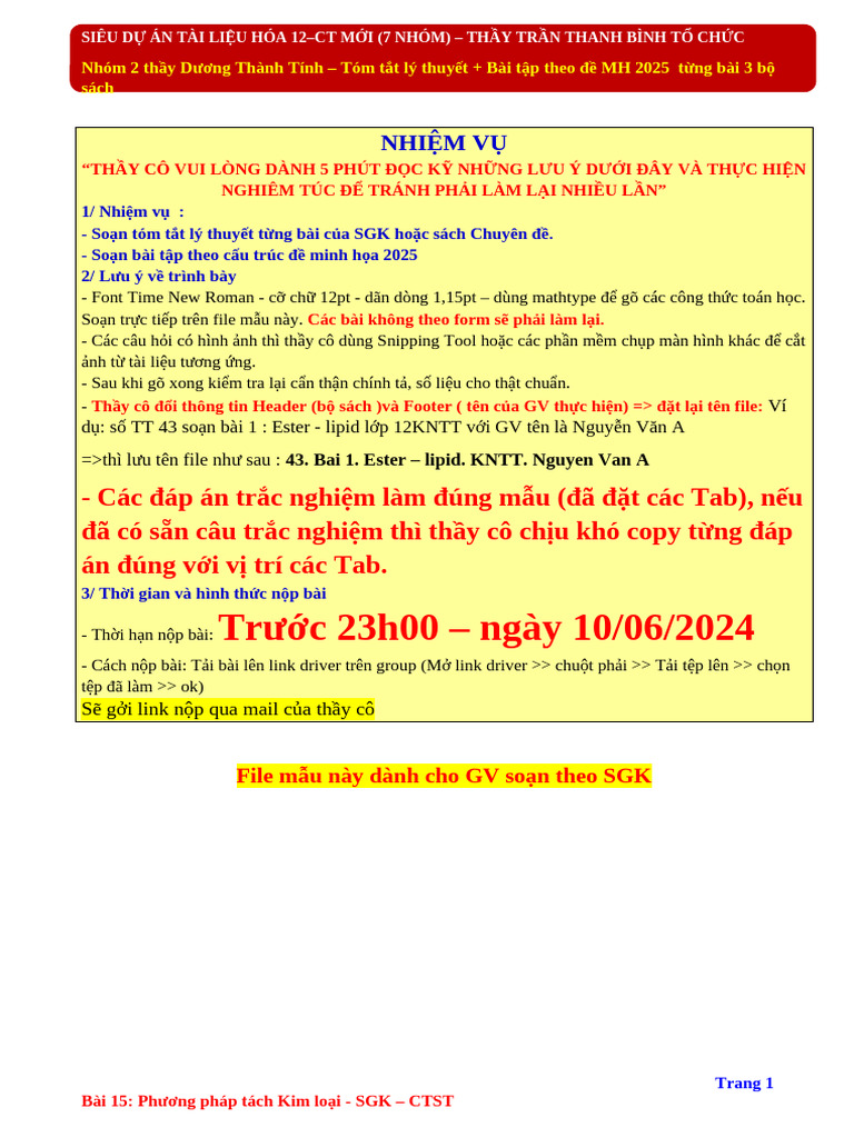 Bai 15. Phương Pháp Tách Kim Lo i-CTST-Chgu Lan Trinh OK | PDF