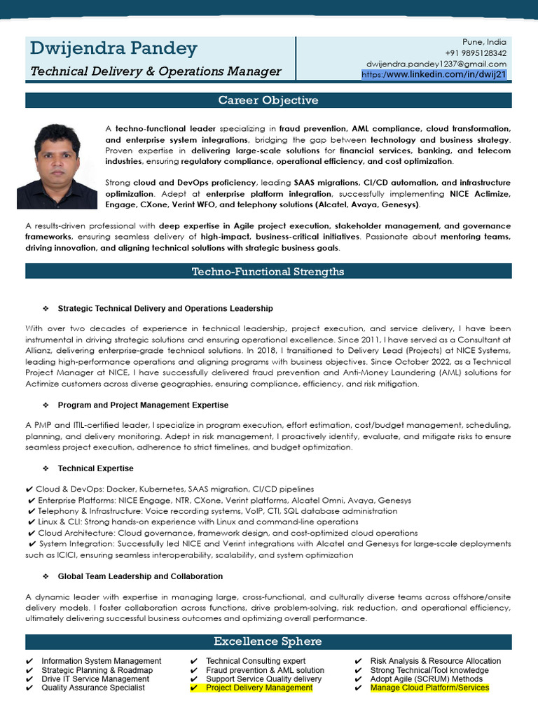 Dwijendra Pandey - Resume - 2025 - 4 | PDF | Cloud Computing | Governance