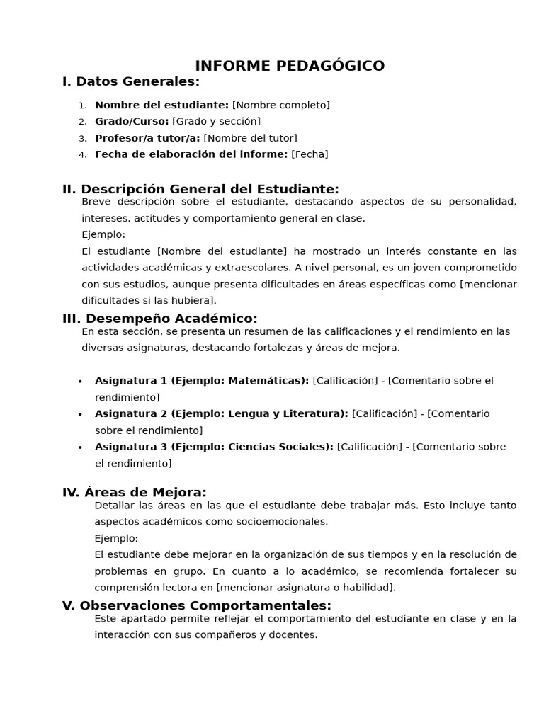 Informe Pedagógico | PDF | Maestros | Pedagogía