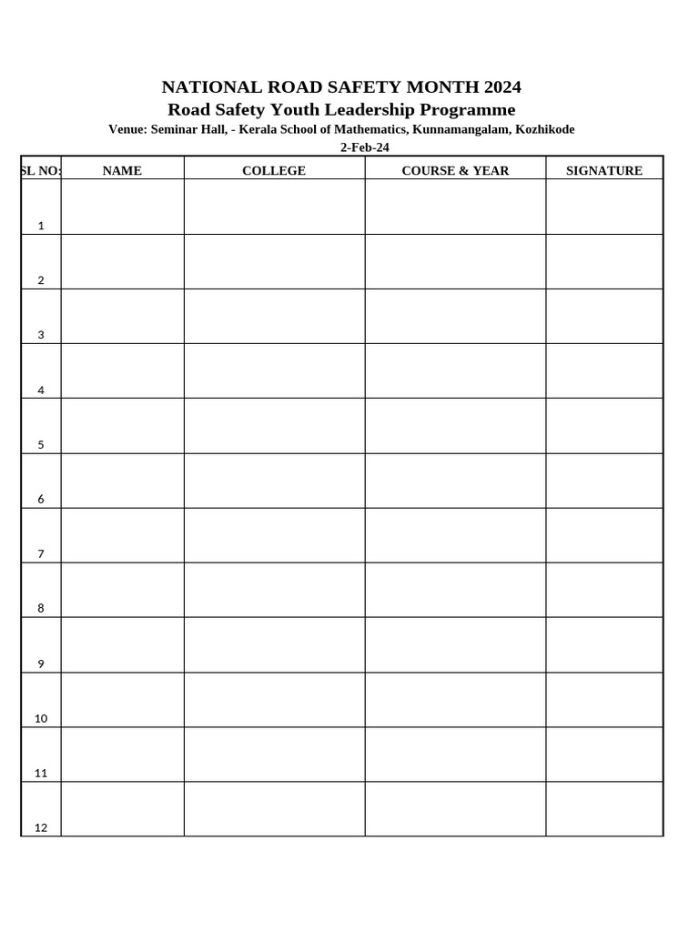 Road Safety Registration Form | PDF