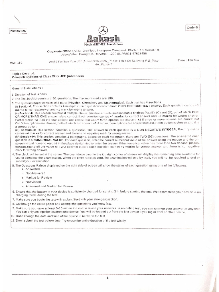 AIATS Advance Paper 2 | PDF