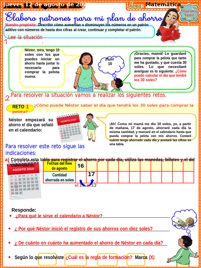Elaboro Patrones para Mi Plan de Ahorro Maestra Janet | PDF