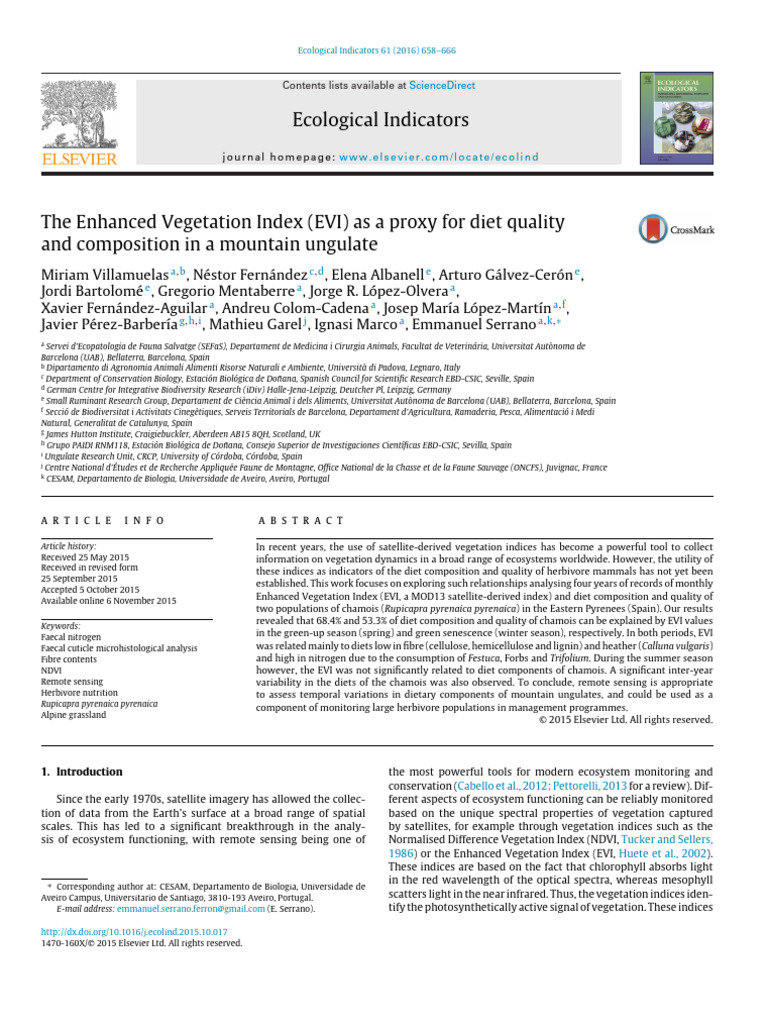 The Enhanced Vegetation Index EVI As A P | PDF | Linear Regression