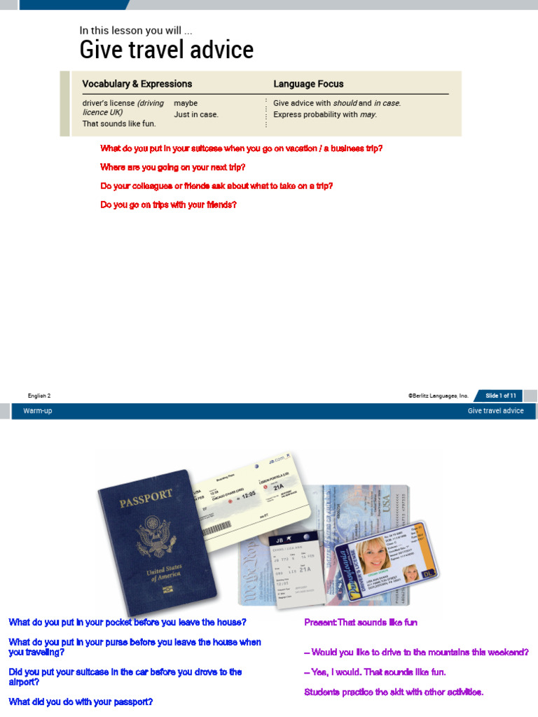 LEVEL 2 UNIT 13 Give Travel Advice | PDF