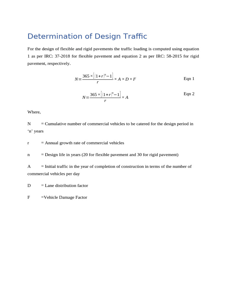 Design Traffic Calculation Methods | PDF