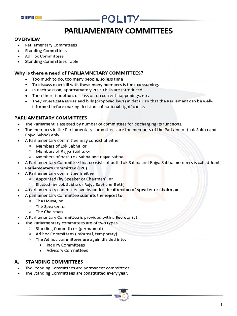 1.26 Parliamentary Committees | PDF | Government | Political Law
