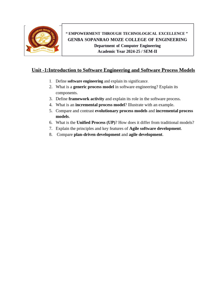 UNIT 1 Assignment Soft Engg | PDF