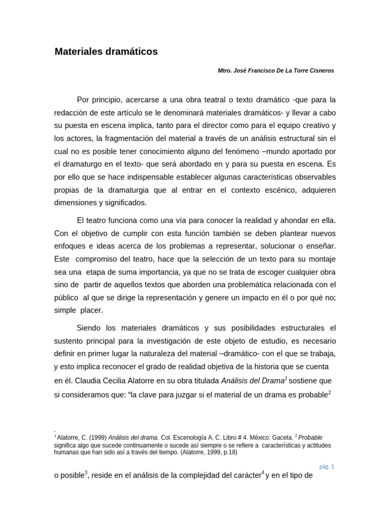 Análisis de Materiales Dramáticos en Teatro | PDF | Realidad | Teatro