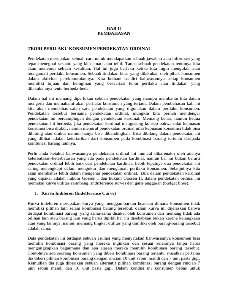 Teori Perilaku Konsumen Pendekatan Ordinal | PDF