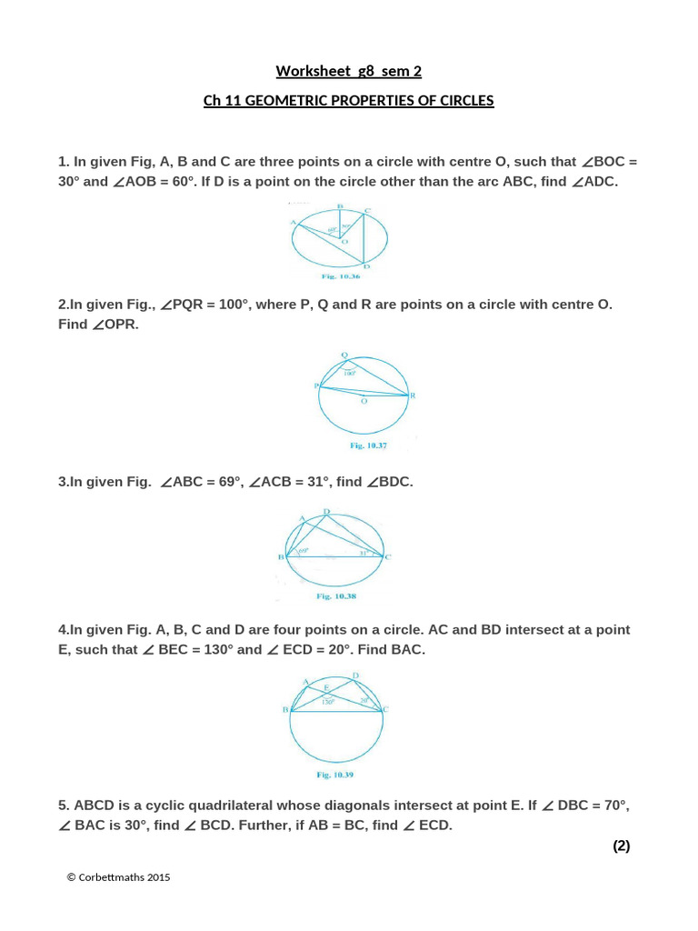 8 Acc Question Bank Sem 2 G8acc | PDF | Area | Circle