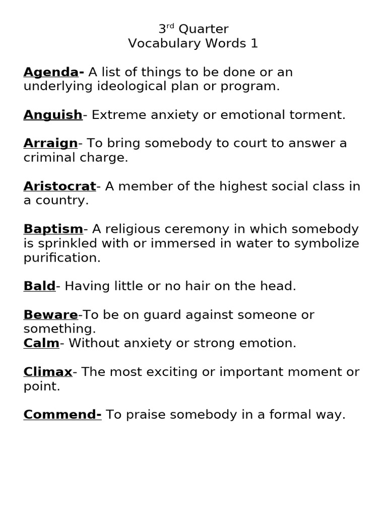 Vocabulary Words | PDF