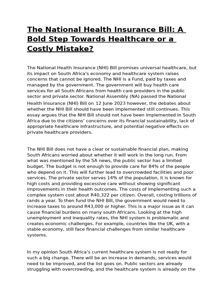 The National Health Insurance Bill | PDF | Health Care | Taxes