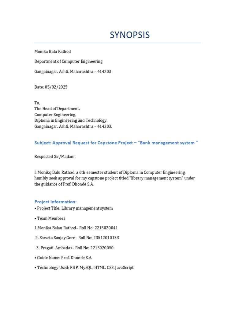 Capstone Project Approval Request Updated Monika | PDF