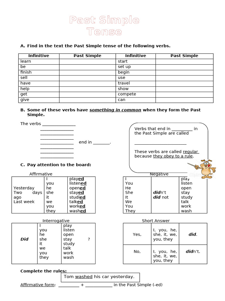 Past Simple of Regular and Irregular Words Grammar Drills Grammar ...