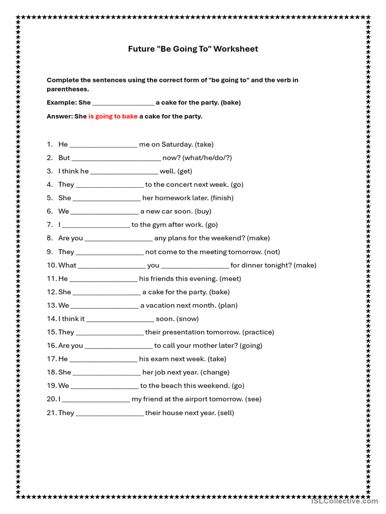 Future Be Going To Worksheet | PDF