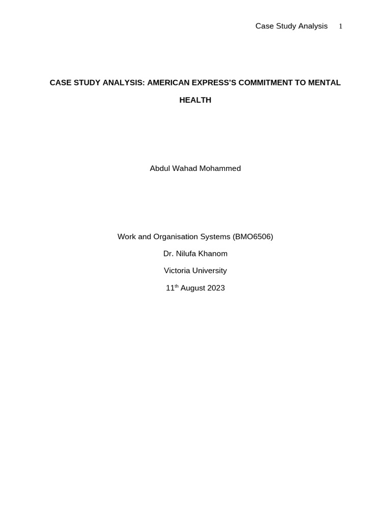 American Express Mental Health Case Study | PDF | Motivation | Motivational
