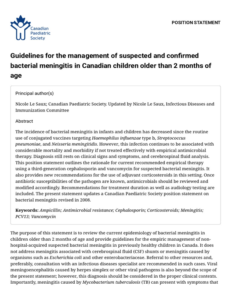 Guidelines For The Management of Suspected and Confirmed Bacterial ...