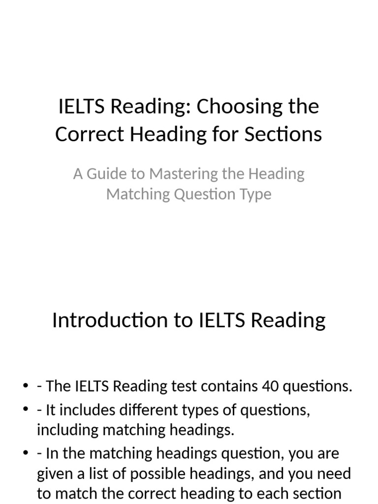 IELTS Reading Choosing Headings | PDF