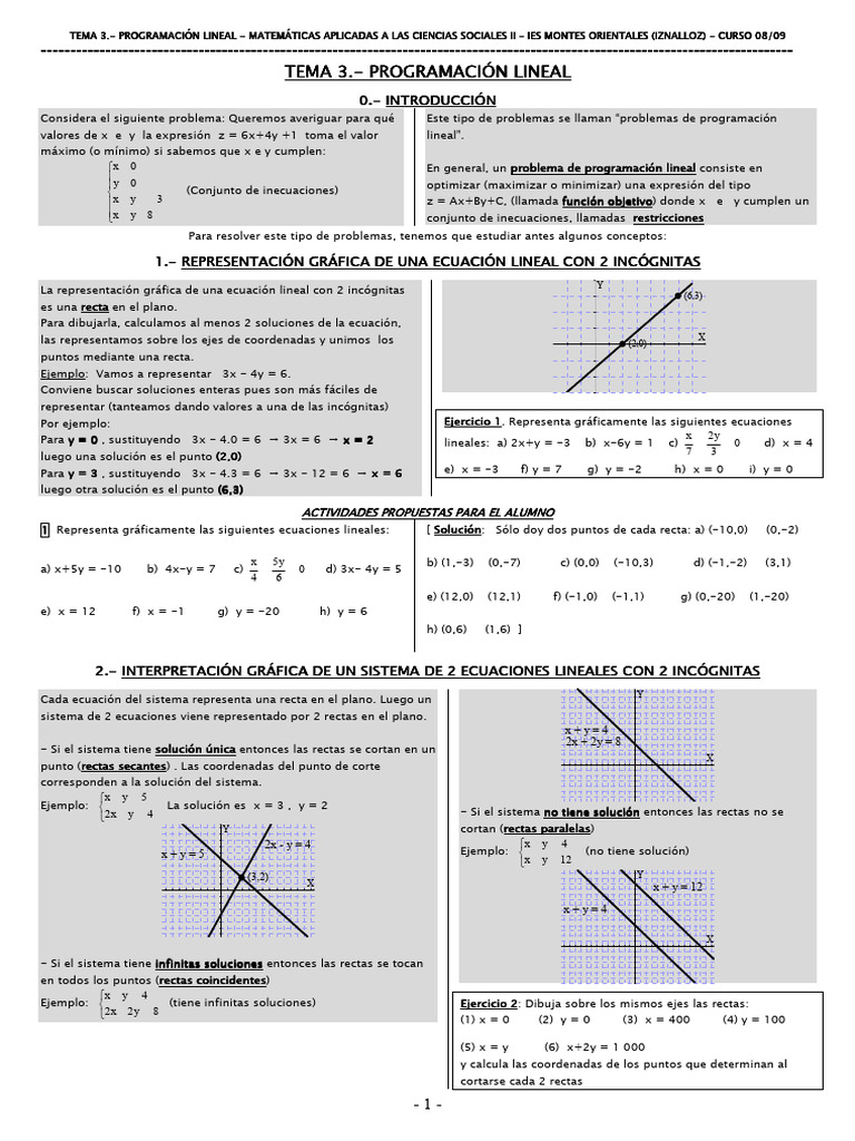 Teoría Programacion Lineal | PDF | Programación lineal | Ecuaciones