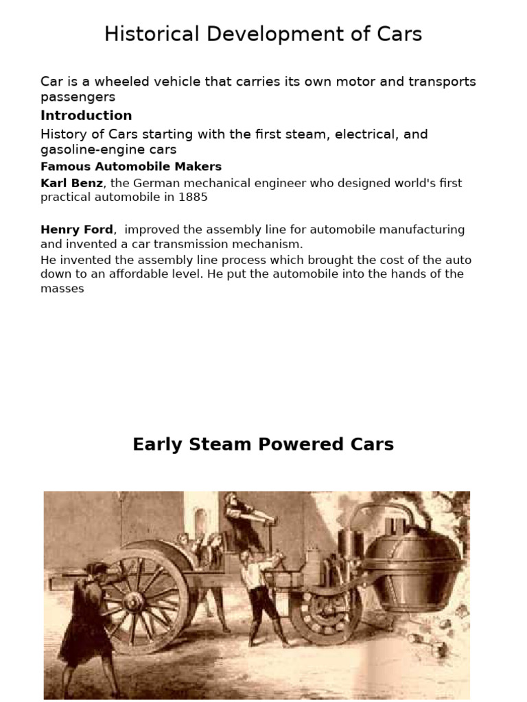 Historical Development of Cars | PDF | Car | Engines