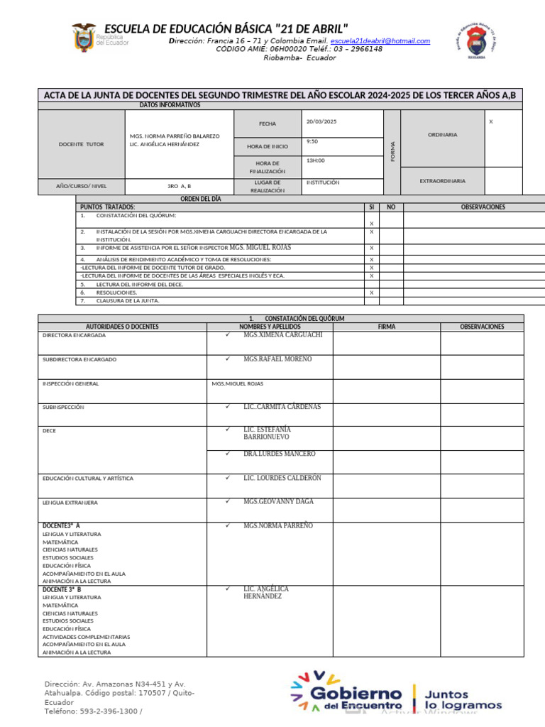 ACTA 2025 TERCEROS - REVISADO | PDF | Aprendizaje | Cognición