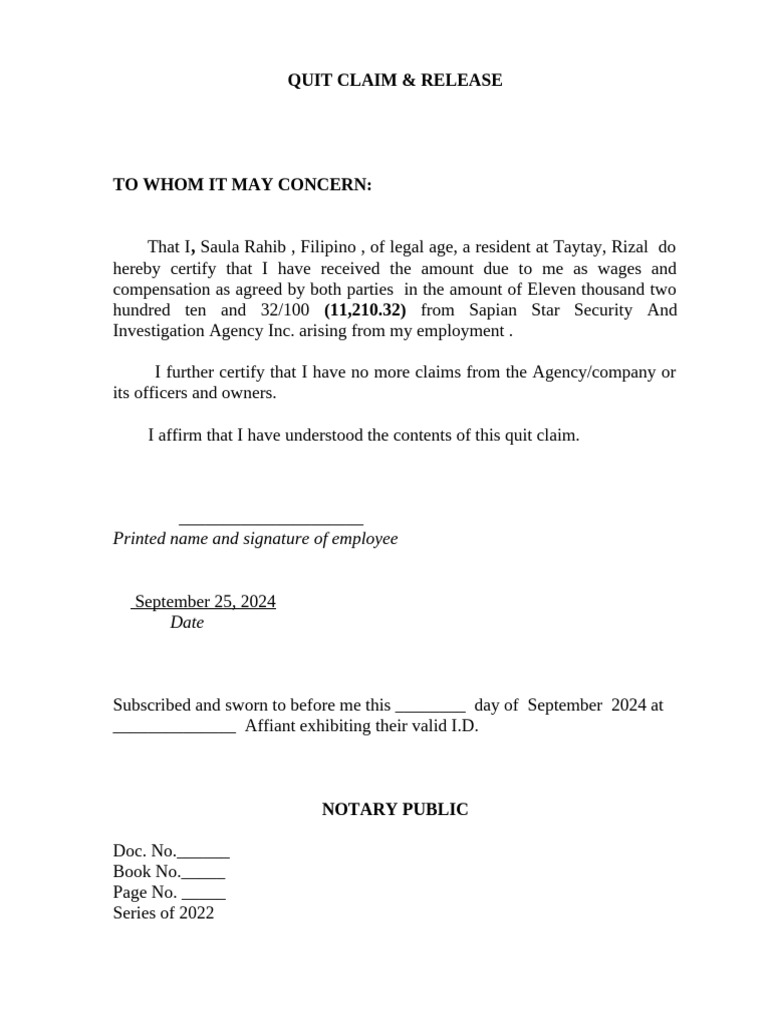 Quit Clain Release Saula Rahib | PDF