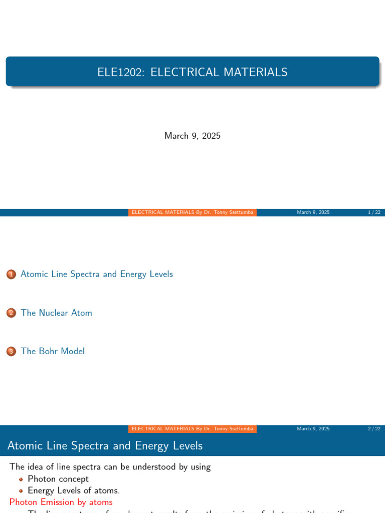Ele1202 Electrical Materials | PDF | Atoms | Electron