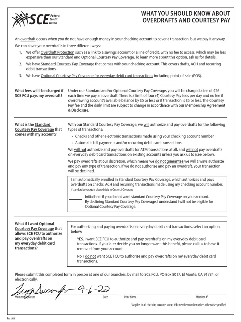 Understanding Overdraft and Courtesy Pay | PDF | Overdraft ...