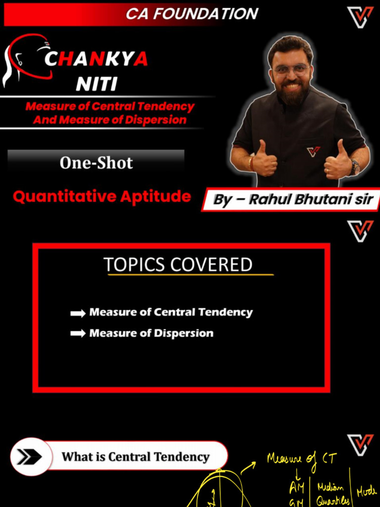 Measure of Central Tendency and Dispersion - Chanakya Niti | PDF