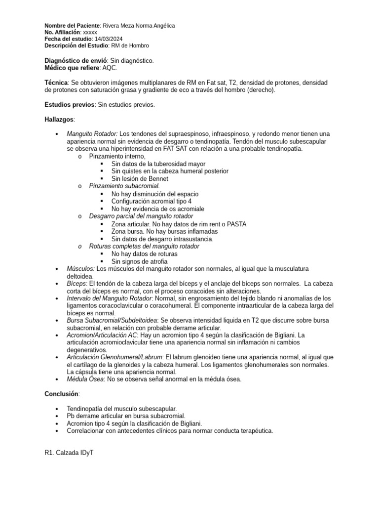 Hombro Sinovitis Subacromial | PDF | Hombro | Extremidades (anatomía)