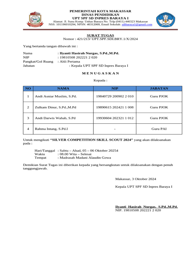 Surat Tugas Pramuka | PDF