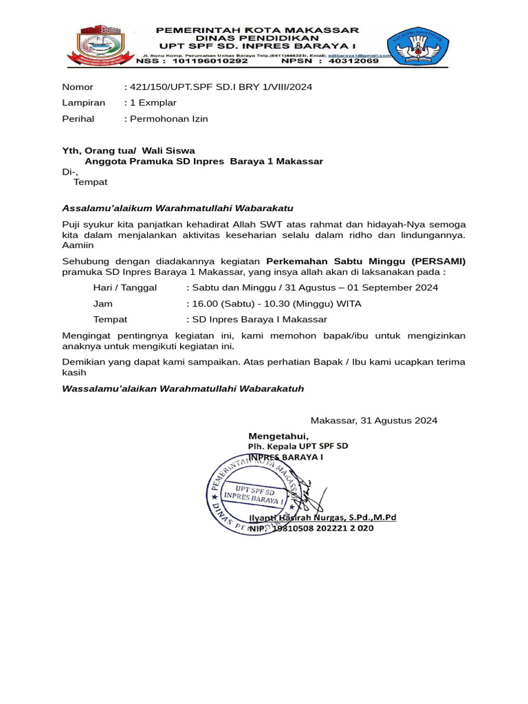 Surat Izin Persami | PDF