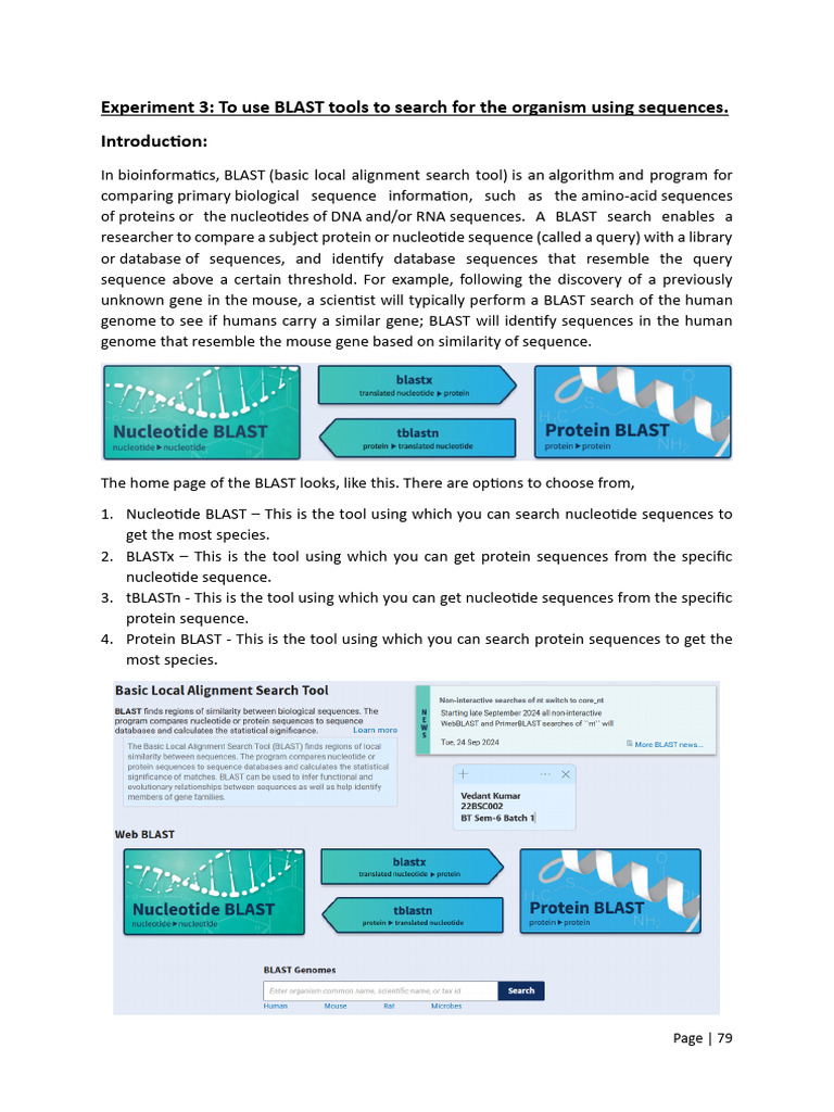 Bioinformatics 3 Vedant | PDF | Health Sciences | Biology