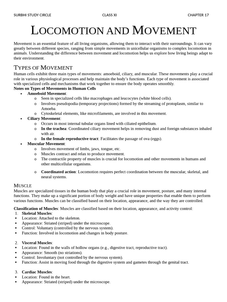 Locomotion and Movement | PDF | Vertebral Column | Muscle Contraction