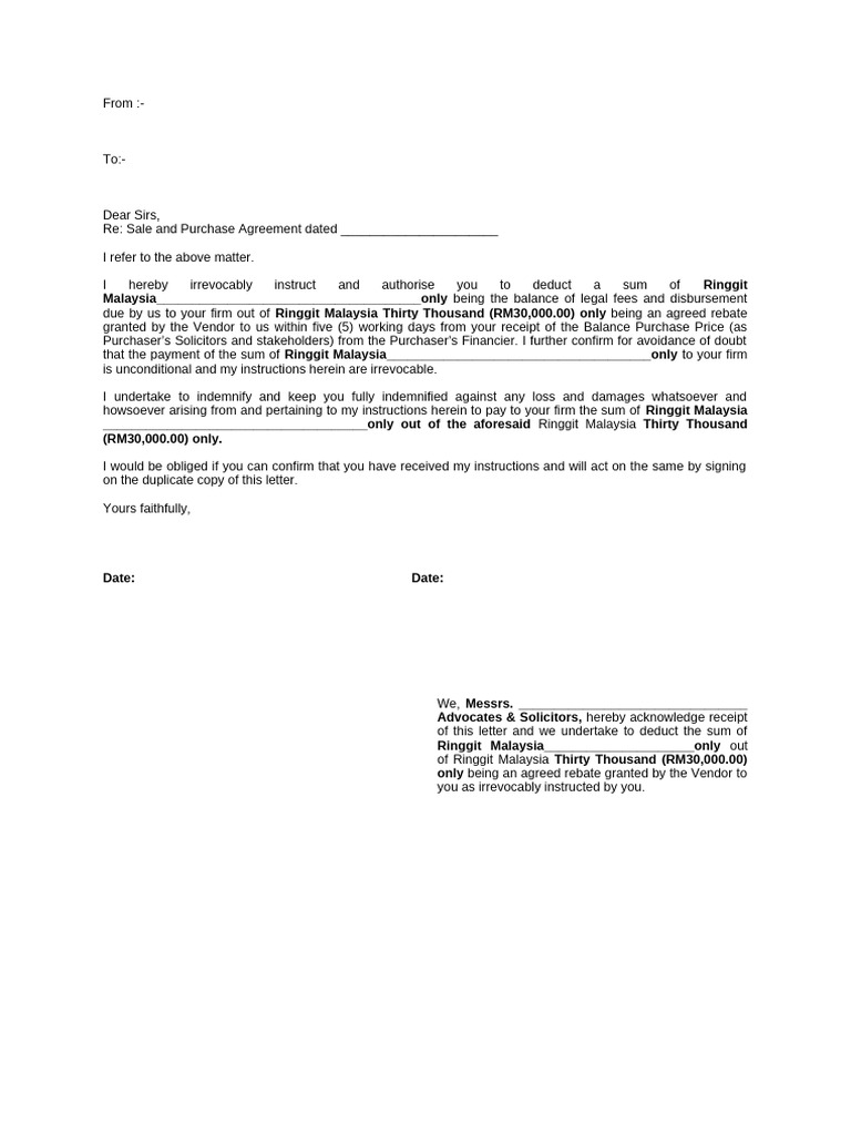Letter of Authorisation to pay the legal fees | PDF