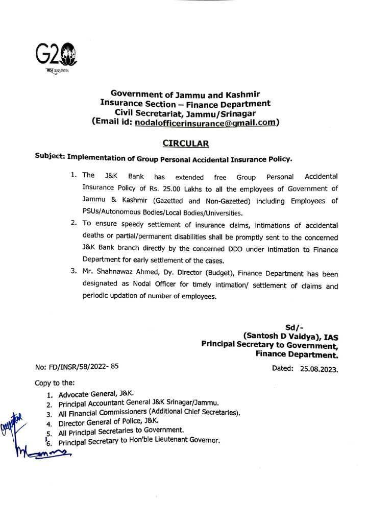 Insurance Circular 25.08.2023 | PDF
