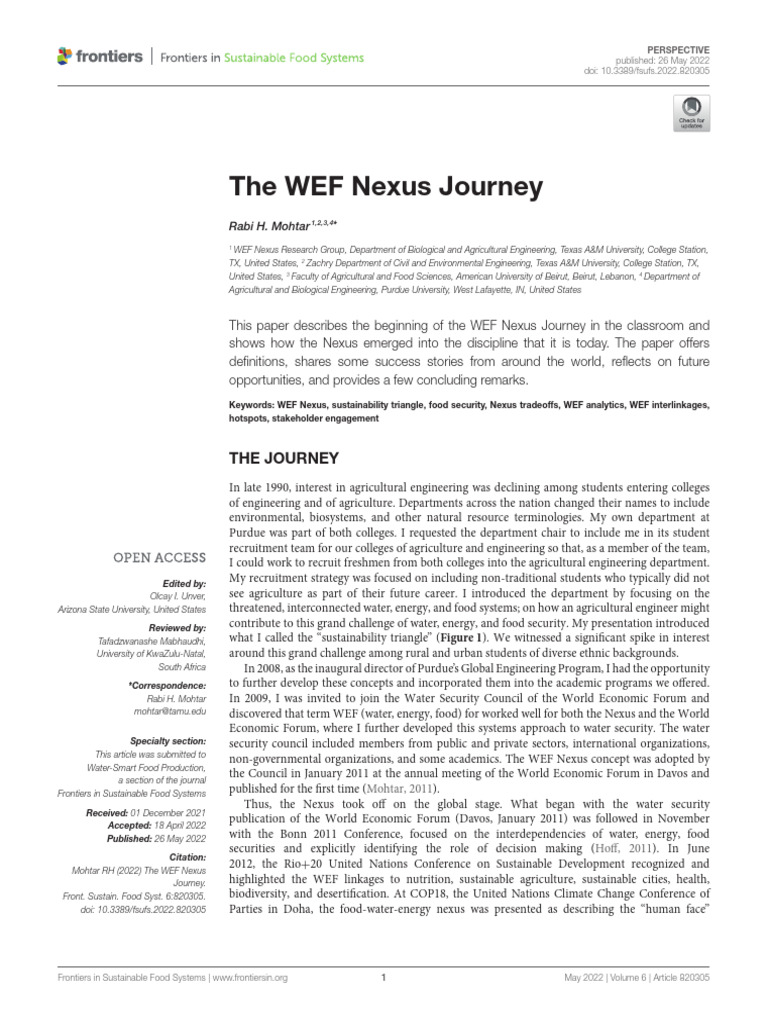 WEF Nexus Journey in Sustainable Systems | PDF | Climate Resilience ...