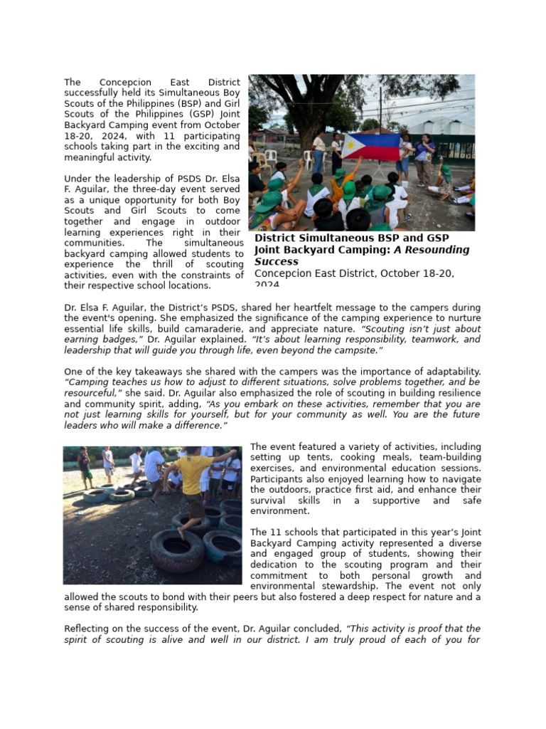 District BSP-GSP Article | PDF | Camping | Scouting