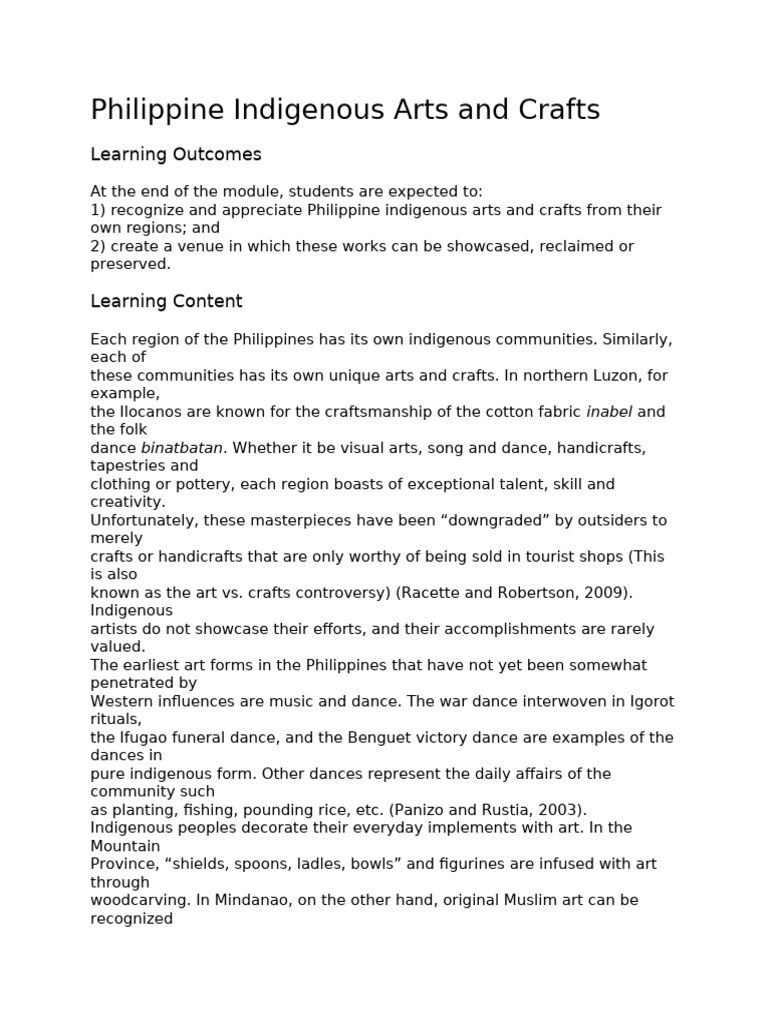 II-Philippine Indigenous Arts and Crafts | PDF | The Arts